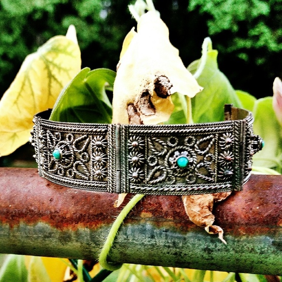Vintage | Jewelry | Antique Middle Eastern Silver Filigree Turquoise ...